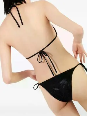 Prada Logo-plaque Side-tie Bikini Bottoms - Black