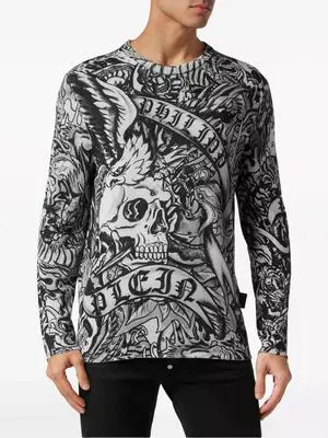 Philipp Plein Tattoo Print Cashmere Sweatshirt
