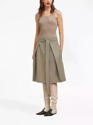 AMI Paris Belted Wool Midi Skirt