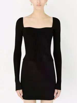 Dolce & Gabbana Ribbed-knit Square-neck Jumper