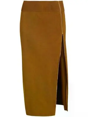 PATOU Midi Skirt With Zip Detail - Brown