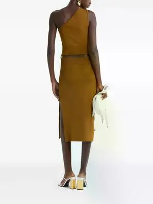 PATOU Midi Skirt With Zip Detail - Brown