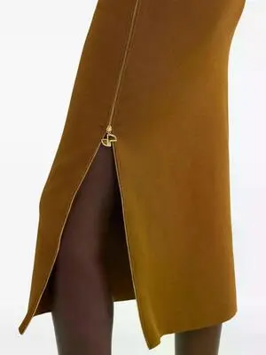 PATOU Midi Skirt With Zip Detail - Brown