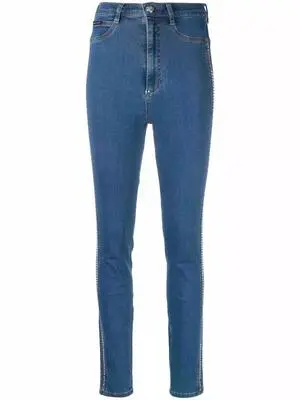 Philipp Plein High Waist Crystal Jeggings - Blue