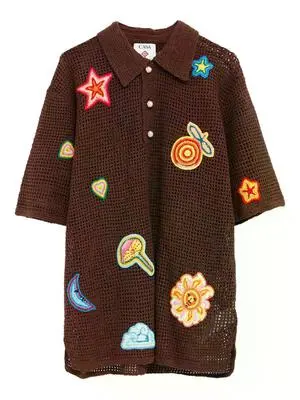 Casablanca Crochet-knit Polo Shirt - Brown