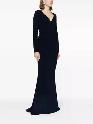 Talbot Runhof Draped Crepe Maxi Dress