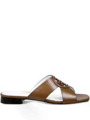 Tory Burch Miller Cut-out Leather Flat Sandals - Brown