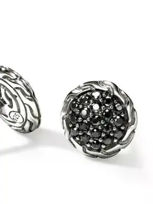 John Hardy Sterling Carved Chain Sapphire Stud Earrings
