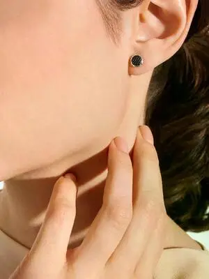 John Hardy Sterling Carved Chain Sapphire Stud Earrings