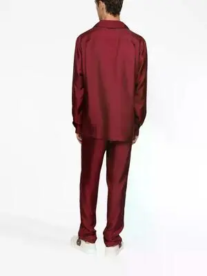 Dolce & Gabbana Silk Trousers With Embroidered Logo