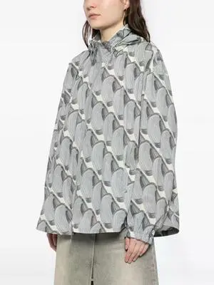 JNBY Hooded Zip-up Jacket With Abstract Print - Blue