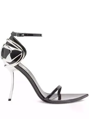 DIESEL® Sculptured Heeled Sandals - Silver