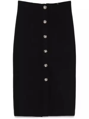 NISSA Button-detailed Midi Skirt - Black