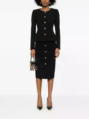 NISSA Button-detailed Midi Skirt - Black