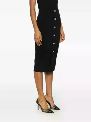 NISSA Button-detailed Midi Skirt - Black