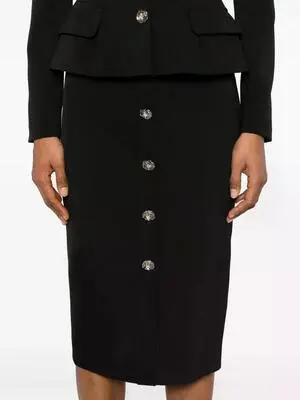 NISSA Button-detailed Midi Skirt - Black