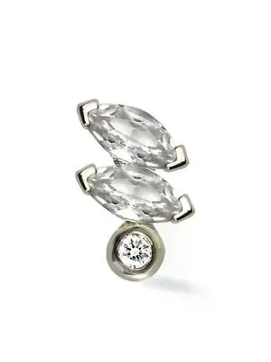 LARK & BERRY 14kt White Gold Sapphire And Diamond Single Earring - Silver