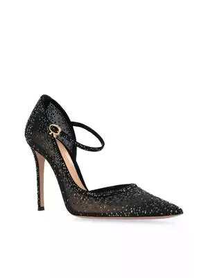 GIANVITO ROSSI 115mm Crystal-embellished Mesh Pumps - Black