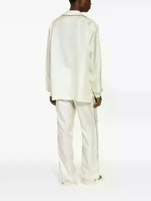 Dolce & Gabbana Logo-embroidered Silk Trousers - White