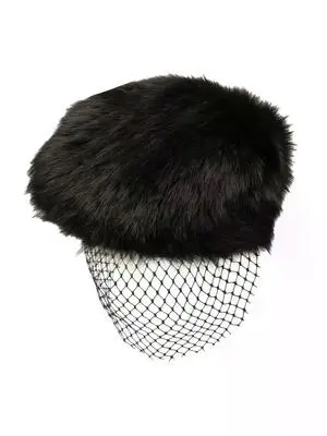 Dolce & Gabbana Shearling Flat Cap With Veil