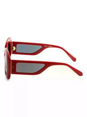 Linda Farrow Rectangle Frame Sunglasses - Red