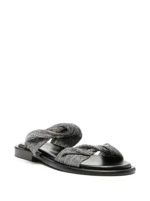 IRO PARIS Twist Glitter Flat Slides - Silver