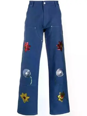 SKY HIGH FARM WORKWEAR Sequin Embellished Cotton Trousers