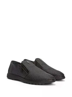 GIUSEPPE ZANOTTI Cooper Flat Leather Loafers With Silver-tone Logo Detail - Black