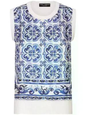 Dolce & Gabbana Majolica Print Silk Jumper