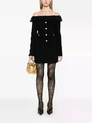 Alessandra Rich Off-shoulder Tweed Jacket - Black