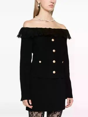 Alessandra Rich Off-shoulder Tweed Jacket