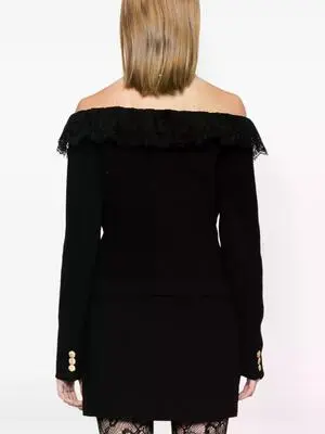 Alessandra Rich Off-shoulder Tweed Jacket