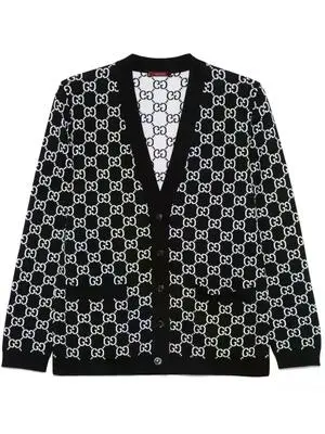 Gucci Gg Jacquard Reversible Cardigan - Black