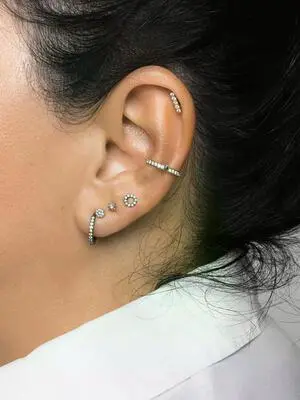 LARK & BERRY 14kt White Gold Modernist Diamond Single Stud Earring - Silver
