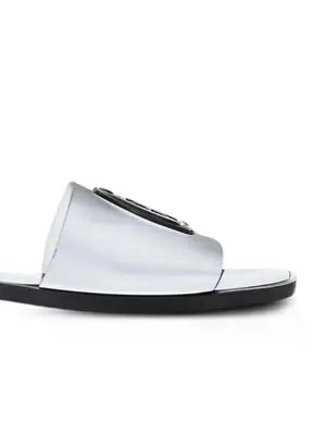 Just Cavalli Leather Slides - Silver