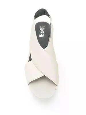 Camper Beige Slip-on Sandals With Elasticated Strap And Wedge Heel - Neutrals