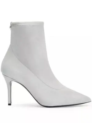 GIUSEPPE ZANOTTI Leather Suede Ankle Boots With Stud Detail - Grey