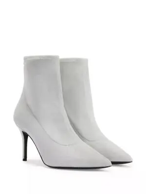 GIUSEPPE ZANOTTI Leather Suede Ankle Boots With Stud Detail - Grey