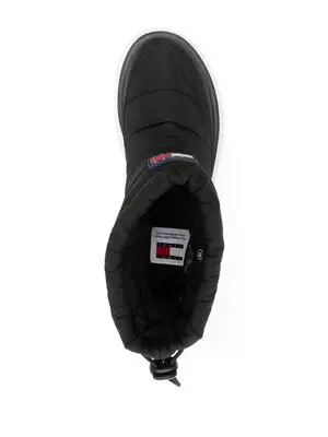 Tommy Hilfiger Padded Ankle Boots With Drawstring Fastening - Black