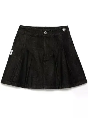 CHOCOOLATE Denim Pleated Skirt - Black