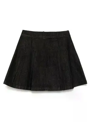 CHOCOOLATE Denim Pleated Skirt - Black