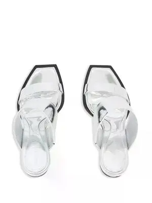 Alexander McQueen Tone Silk Wedge Platform Sandals - Silver