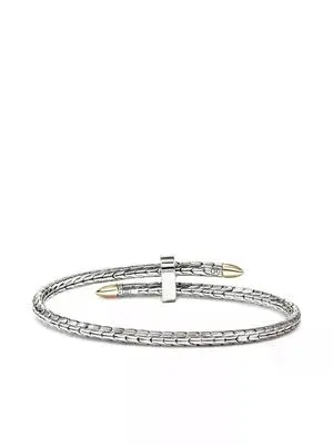 John Hardy Sterling And 14 Yellow Gold Diamond Spear Flex Cuff Bracelet