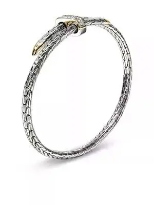 John Hardy Sterling And 14 Yellow Gold Diamond Spear Flex Cuff Bracelet