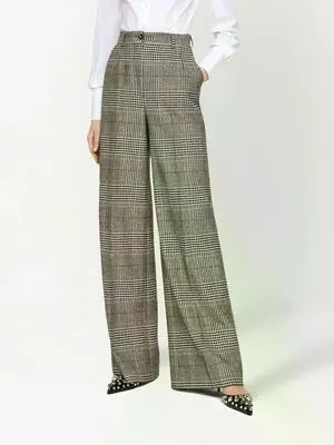 Dolce & Gabbana Prince Of Wales Check Flared Wool Trousers