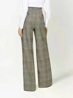 Dolce & Gabbana Prince Of Wales Check Flared Wool Trousers