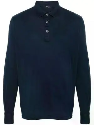 Kiton Long-sleeve Jersey Polo Shirt - Blue