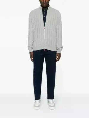 Kiton Long-sleeve Jersey Polo Shirt - Blue