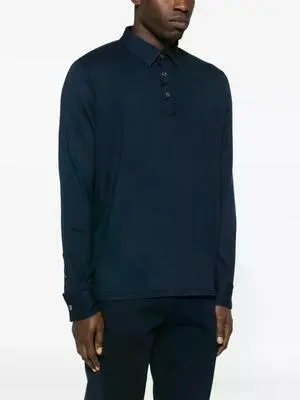 Kiton Long-sleeve Jersey Polo Shirt - Blue