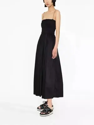 Matteau Shirred Panel Poplin Midi Dress - Black